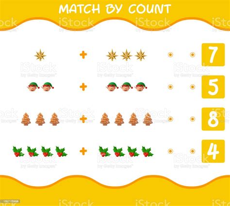 만화 크리스마스의 수로 일치합니다 게임을 일치하고 계산합니다 사전 쇼올 년 어린이와 유아를위한 교육 게임 개발에 대한 스톡 벡터 아트 및 기타 이미지 Istock