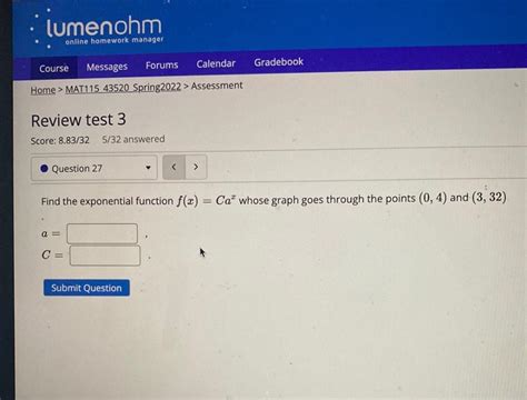 Answered Find The Exponential Function Fx Caˣ Whose Graph Goes