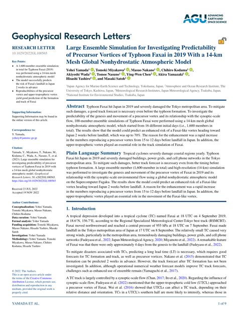 Pdf Large Ensemble Simulation For Investigating Predictability Of Precursor Vortices Of