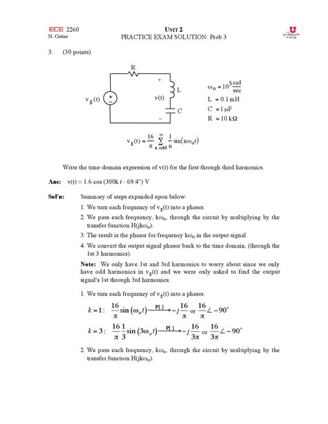 Final Exam Solution Fundamentals Of Electric Circuits Ece 2260