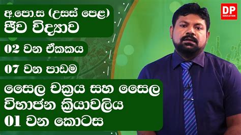 02 වන ඒකකය 07 වන පාඩම සෛල චක්‍රය සහ සෛල විභාජන ක්‍රියාවලිය 01 වන කොටස අ පො ස උසස් පෙළ ජීව විද්