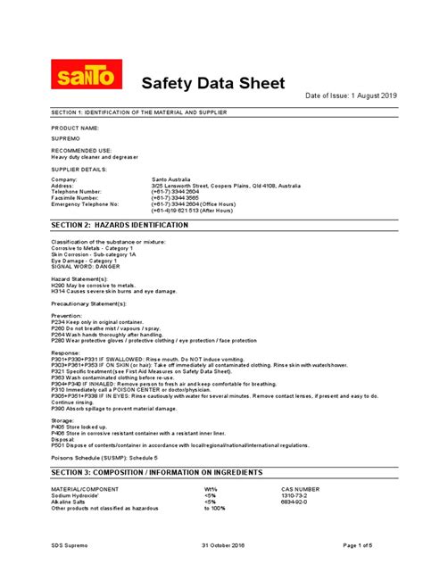 Heavy Duty Cleaner Sds Summary Pdf Dangerous Goods Personal