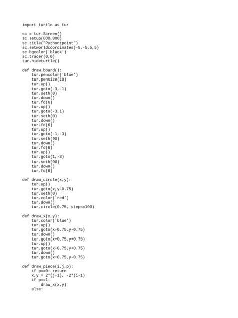Tic Tac Toe Game Code In Python Pdf Computer Programming