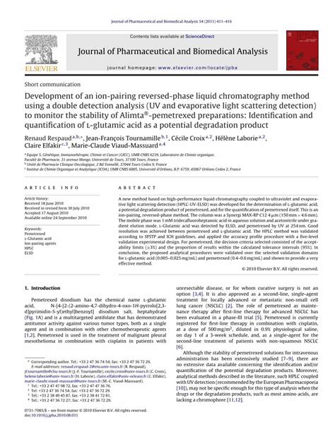 Pdf Development Of An Ion Pairing Reversed Phase Liquid