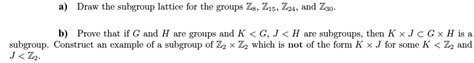 Solved Draw The Subgroup Lattice For The Groups Z 8 Z 15