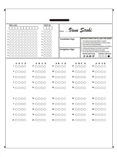 50 Questions Omr Sheet Pdf Writing Implements Stationery