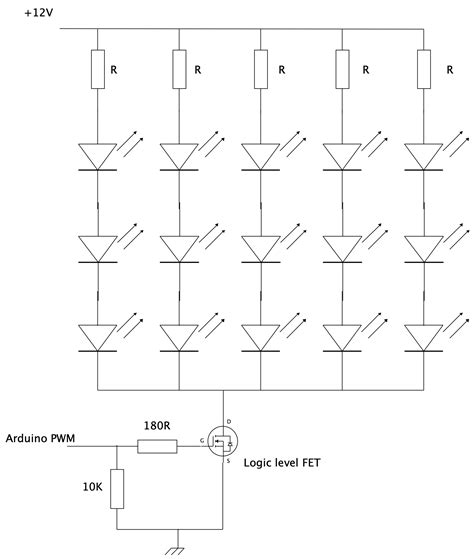 Six Led Circuits In Parallel Each Controlled By Mosfet LEDs And Multiplexing Arduino Forum