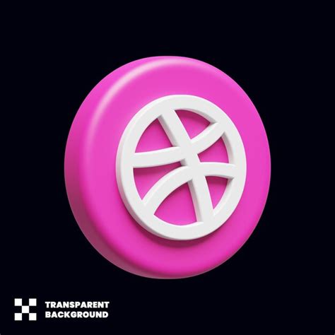 3d 렌더링의 Dribbble 소셜 미디어 아이콘 프리미엄 Psd 파일