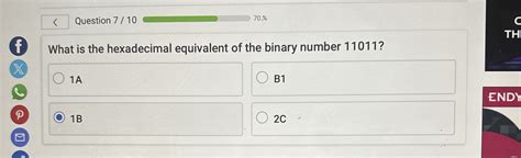 Solved Question 7 1070what Is The Hexadecimal Equivalent