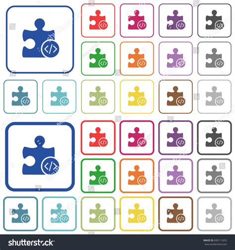 Plugin Programming Color Flat Icons Rounded Stock Vector Royalty Free 699111655 Shutterstock