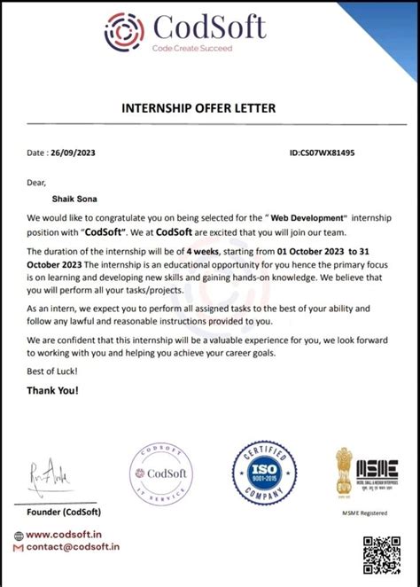 Sona Shaik On Linkedin Codsoft