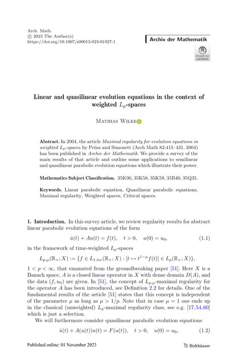 Pdf Linear And Quasilinear Evolution Equations In The Context Of