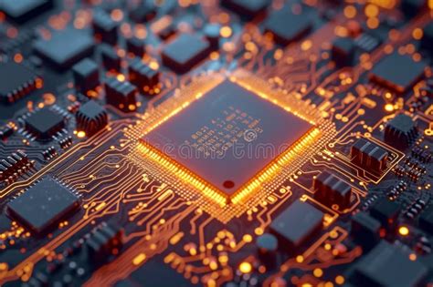 Photo Futuristic 3d Microprocessor Intricate Circuit Lines Ai