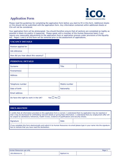 免费 Office Employee Job Application Form 样本文件在