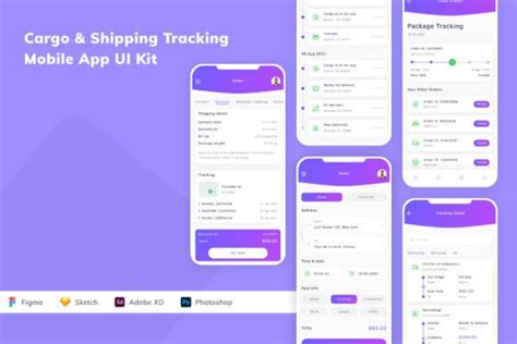 Cargo And Shipping Tracking Mobile App Ui Graphic By Betush · Creative Fabrica