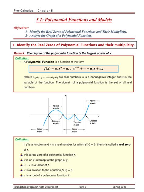 51 Polynomial Function And Models Spring 2021 Pdf Function Mathematics Polynomial