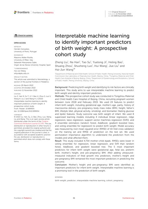 Pdf Interpretable Machine Learning To Identify Important Predictors