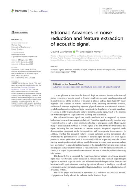 Pdf Editorial Advances In Noise Reduction And Feature Extraction Of