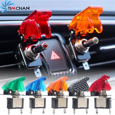 1 2Pcs ASW 07D LED Car Modification Switch Auto Rocker Arm Toggle Switch With Protective