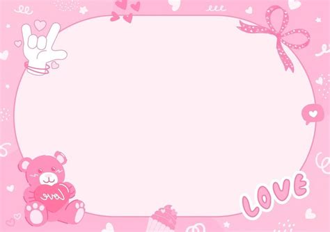 วาเลนไทน์ สีชมพู สีขาว น่ารัก กรอบใบงาน A4 แนวนอน