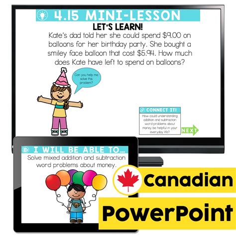 Lucky To Learn Math Canadian Money Mixed Addition And Subtraction Money Word Problems