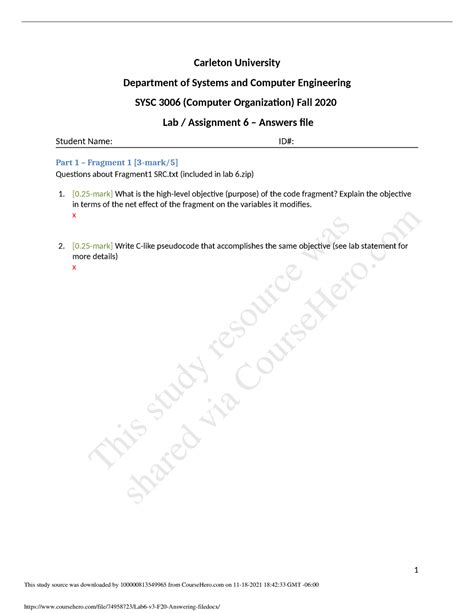 Lab 6 Fall 2020 Answering File Report Sysc 3600 Carleton Studocu
