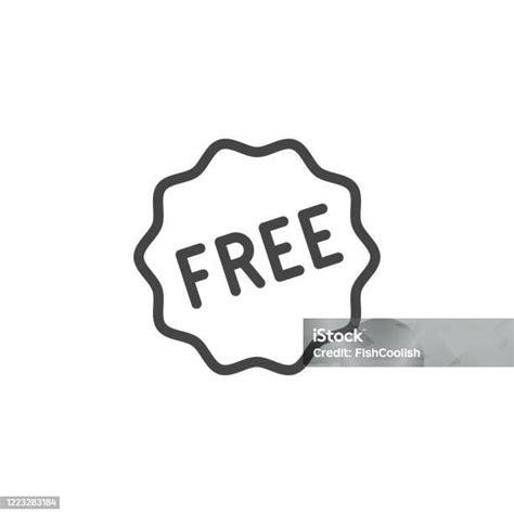 무료 선 아이콘입니다 선물 또는 선물 구입 서비스 온라인 상점 시장에 대한 레이블 서명 프로모션 제공 전자 상거래 무료에 대한 스톡 벡터 아트 및 기타 이미지 Istock