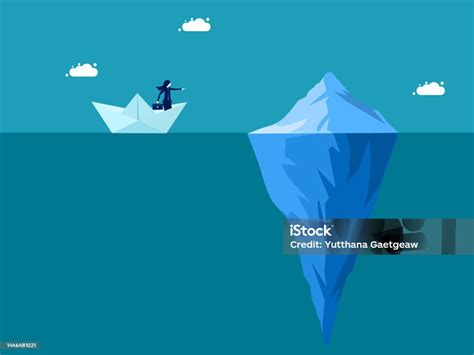 비즈니스 위험 빙산 근처에서 항해하는 종이 보트를 탄 사업가 경영자에 대한 스톡 벡터 아트 및 기타 이미지 경영자 기후 묘사 깊은 Istock