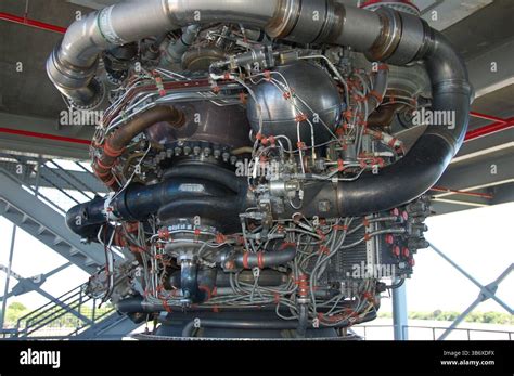 Close Up View Of The Five F 1 Rocket Engines Of The Saturn V First