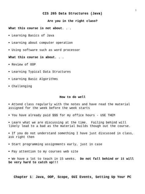 Cis 265 Notes Part 1 Pdf Class Computer Programming Method