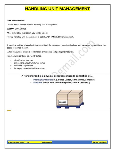 Sap Ewm Handling Unit Management Pdf Warehouse Packaging And Labeling