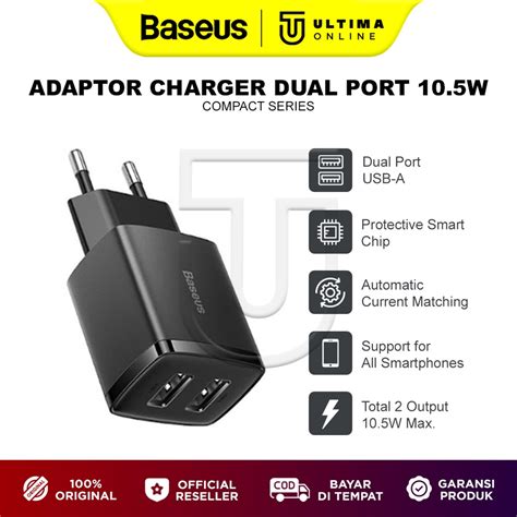 Jual Baseus Adaptor Kepala Charger Dual Port Usb Travel Carger Hp W Shopee Indonesia