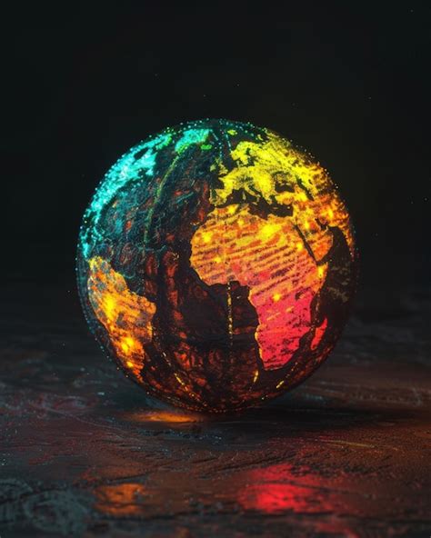 Premium Photo Illuminated Globe Map In Vivid Colors