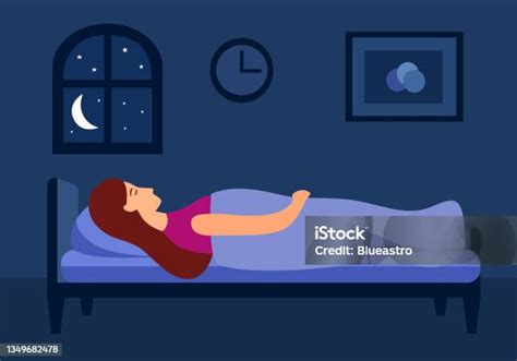 평평한 디자인의 담요 아래에서 침대에서 자고있는 여성 밤에 침실에서 여성 수면 달 하늘에 대한 스톡 벡터 아트 및 기타 이미지 달 하늘 담요 밤 하루 시간대 Istock