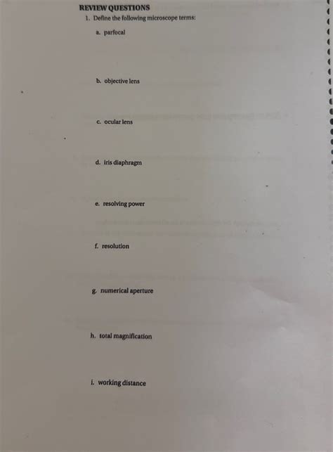 Solved Review Questionsdefine The Following Microscope