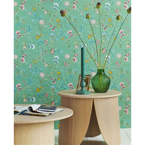 300124 La Majorelle Green Ornate Floral Wallpaper Wallcoveringsmart