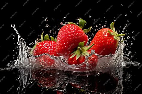 Premium Photo Strawberries In Water Splash Isolated On Black