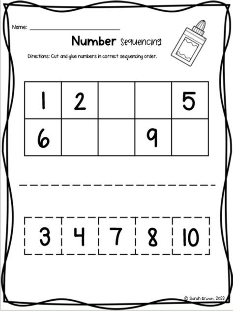 Number Sequencing Cut And Paste Printable Counting Fine Motor Skills Worksheet Pre K