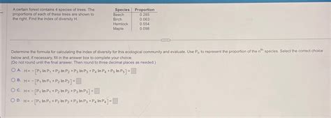 Solved A Certain Forest Contains Species Of Trees The Chegg Com