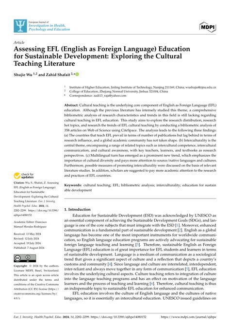 Pdf Assessing Efl English As Foreign Language Education For Sustainable Development