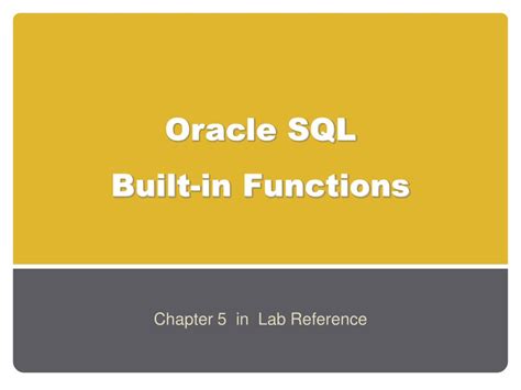 Ppt Oracle Sql Built In Functions Powerpoint Presentation Free