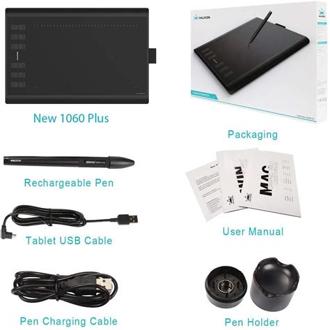 Huion 1060 Plus Drawing Graphics Tablet And Rechargeable Pen 8192 ...