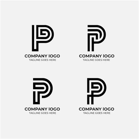 P 로고 세트 평평한 디자인 템플릿 컬렉션 프리미엄 벡터