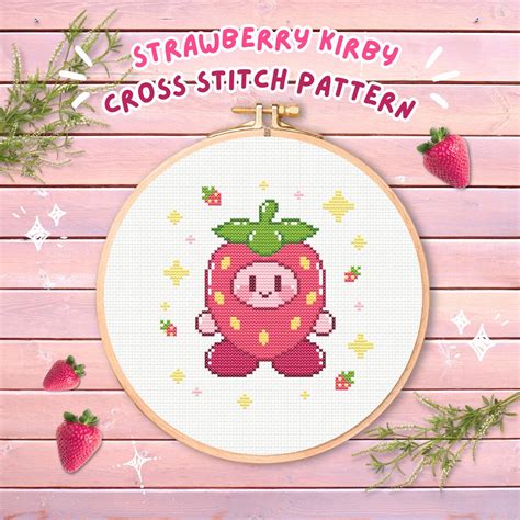Strawberry Kirby Cross Stitch Pattern Digital Download Kirby Poyo