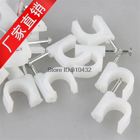 500 개 12 미리메터 라운드 원 화이트 클램프 홀더 와이어 전기 고정 벽 삽입 코드 해결사 스틸 플라스틱 타워 손톱 케이블