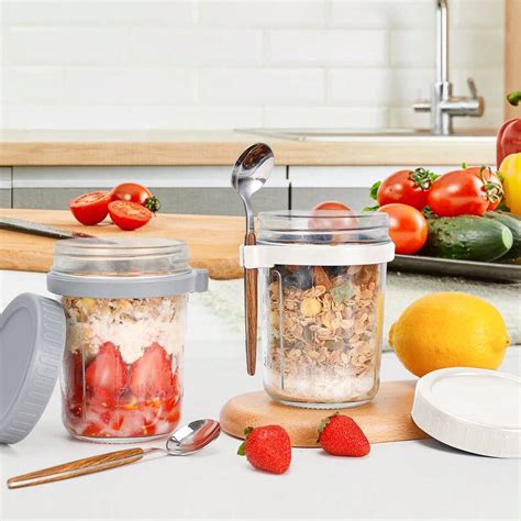 1pc 350ml Overnight Oats Jars Parfait Cups Overnight Oats Containers