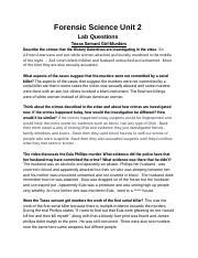 Forensic Science Unit 2 Lab Questions Forensic Science Unit 2 Lab Questions Texas Servant Girl