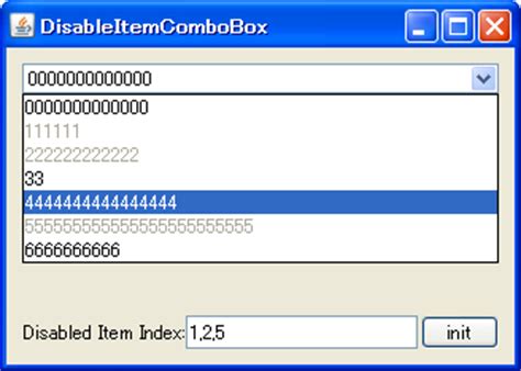 Java Swing Tips Non Selectable JComboBox Items