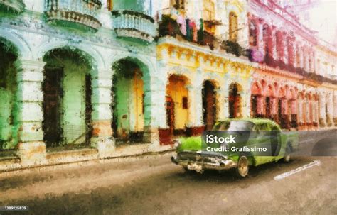 빈티지 클래식 아메리칸 올드 타이머 자동차 에 하바나 쿠바 일러스트 유화 유화에 대한 스톡 벡터 아트 및 기타 이미지 유화 하바나 쿠바 Istock