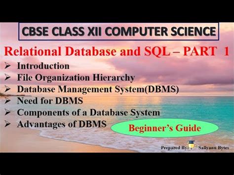 Introduction To DBMS Relational Database And SQL Part 1 CBSE